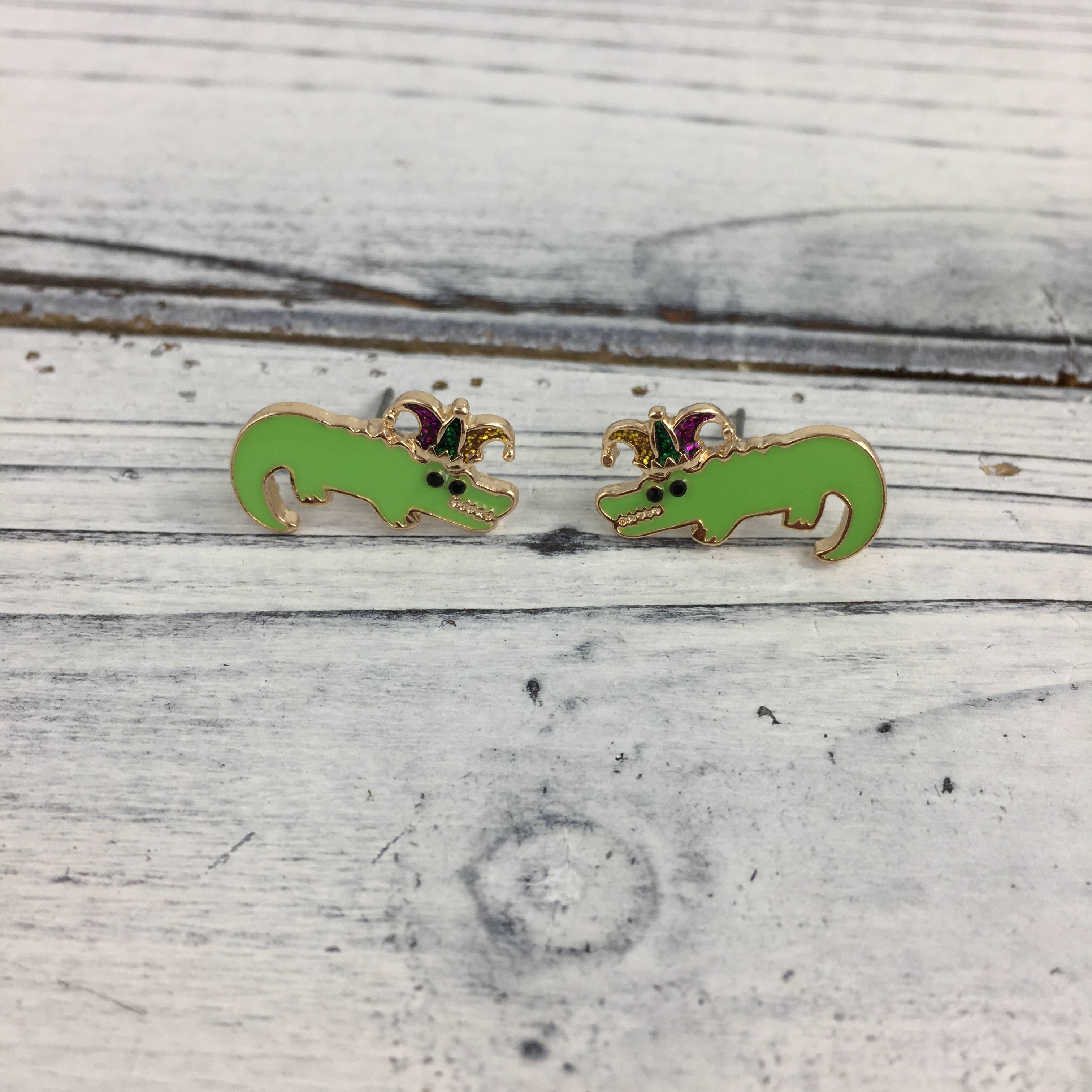 Mardi Gras Jester Alligator Post Earrings – Kajun Chic Boutique LLC.